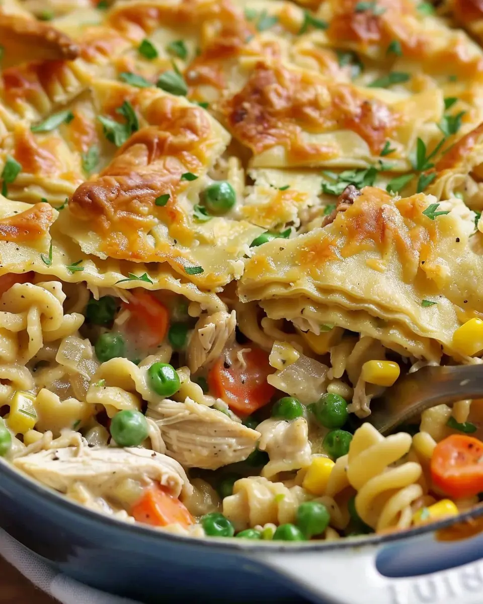 quick chicken pot pie pasta